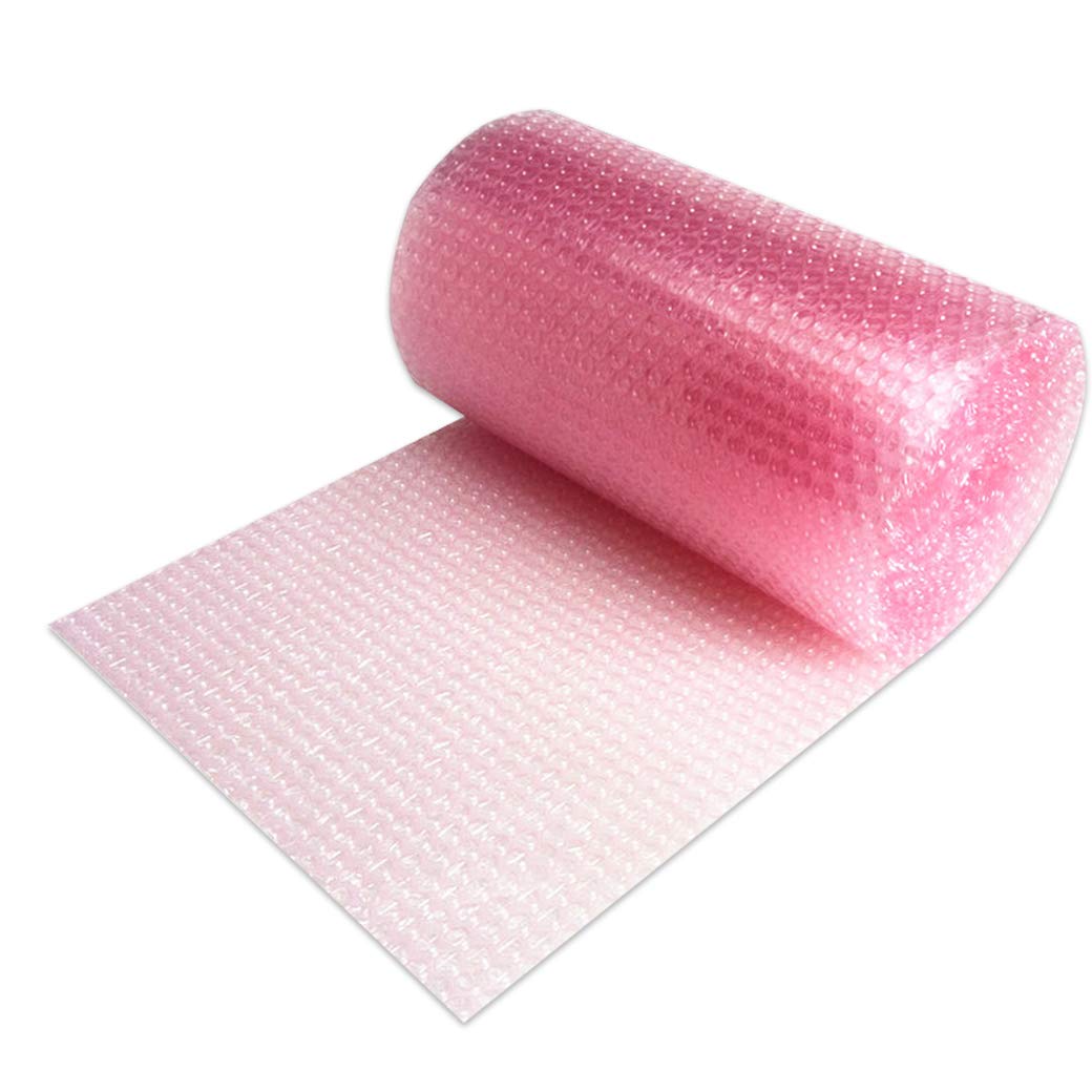 Mighty Gadget Pink Bubble Cushioning Wrap Rolls, 12" x 36’ ft, Perforated Every 12" for Packaging, Shipping, Mailing (AntiStatic)