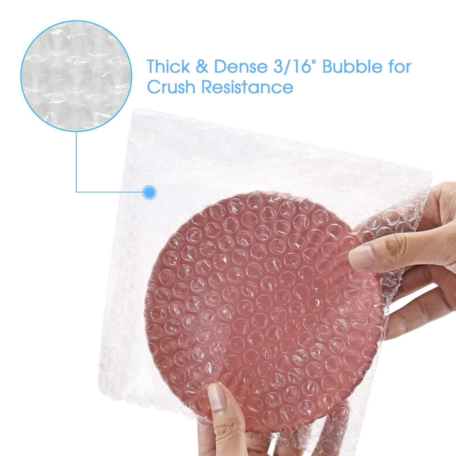 Pacific Mailer Bubble Cushion Wrap Pouches 7.5x7.5 Inch Total 50 Packs Self Sealing Bubble Pouch Bags Roll for Packing, Shipping, Storage, Moving [Clear]