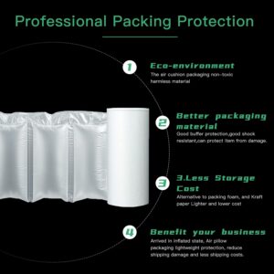 awagas Air Cushion Wrap Roll, 3000pc Air Pillow Bags Air Pillows for Packaging Inflatable Air Cushion Film Roll, Air Bubble Void Filling Bags for Bubble Wrap Packaging 985ft x 4" x 8"