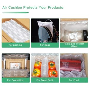 awagas Air Cushion Wrap Roll, 3000pc Air Pillow Bags Air Pillows for Packaging Inflatable Air Cushion Film Roll, Air Bubble Void Filling Bags for Bubble Wrap Packaging 985ft x 4" x 8"