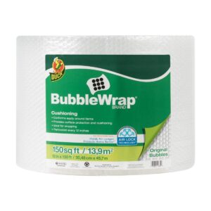 duck brand bubble wrap roll, original bubble cushioning, 12" x 150', perforated every 12" (284054)