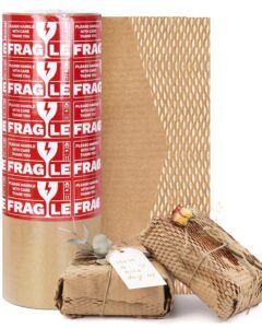 honeycomb packing paper wrap 15” x 315’, brown recycled moving supplies eco-friendly bubble paper packing wrapping for fragile items, glassware, ceramics, electronics and decorations packaged bouquet