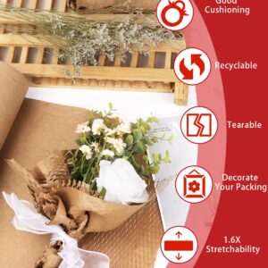 Honeycomb Packing Paper Wrap 15” x 315’, Brown Recycled Moving Supplies Eco-Friendly Bubble Paper Packing Wrapping for Fragile Items, Glassware, Ceramics, Electronics and Decorations Packaged Bouquet