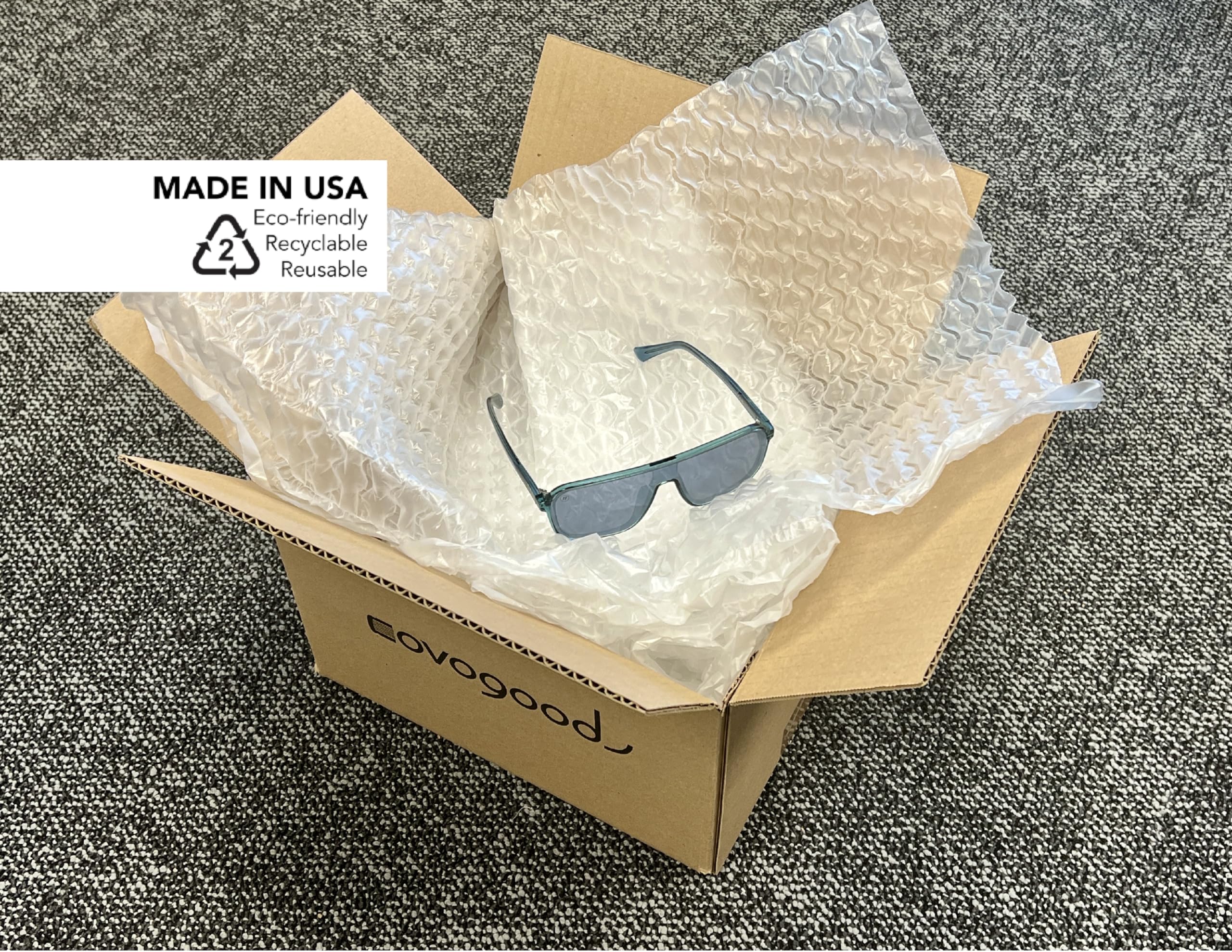 AirBubbles™ 100 Sq Ft Premium Prefilled Air Bubble Sheets for Package Shipping | 1 Roll, 2.1 Cu Ft, 16 Gal, 12x16-In Ea | Better than Packing Peanuts Foam Paper | Cushion Wrap Protection by Covogoods