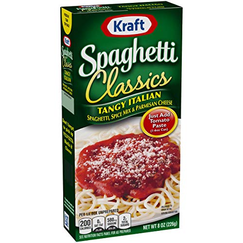 Kraft Spaghetti Classics Tangy Italian Easy Pasta Meal with Spaghetti, Spice Mix & Parmesan Cheese, 8 oz Box