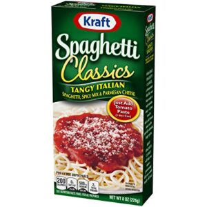 Kraft Spaghetti Classics Tangy Italian Easy Pasta Meal with Spaghetti, Spice Mix & Parmesan Cheese, 8 oz Box