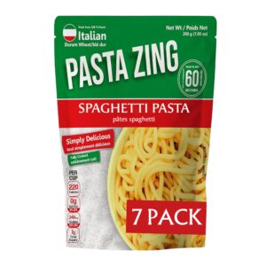 pasta zing spaghetti pasta pack of 7, 7.05 ounce, | ready to eat in 60 sec | pasta -100% italian durum wheat | natural ingredients | pre made meals ready to eat fresh