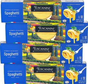 tuscanini authentic italian spaghetti pasta noodles, 16oz (4 pack) made with premium durum wheat