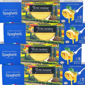 Tuscanini Authentic Italian Spaghetti Pasta Noodles, 16oz (4 Pack) Made with Premium Durum Wheat