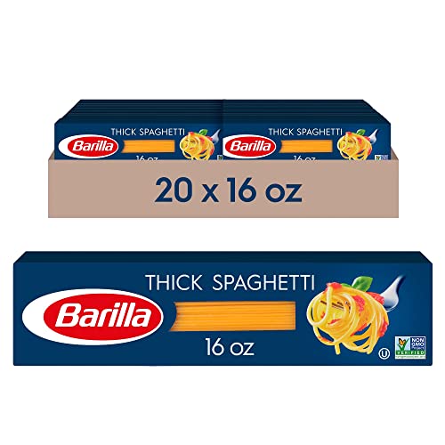 Barilla Thick Spaghetti Pasta, 16 oz. Box (Pack of 20) - Non-GMO Pasta Made with Durum Wheat Semolina - Kosher Certified Pasta