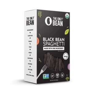 the only bean - organic black bean spaghetti pasta - high protein, keto friendly, gluten-free, vegan, non-gmo, kosher, low carb, plant-based bean noodles - 8 oz (1 pack)