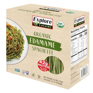 explore cuisine organic edamame spaghetti - 2.2 lbs - low-carb, keto-friendly pasta - high in plant-based protein - non-gmo, gluten free, vegan, kosher