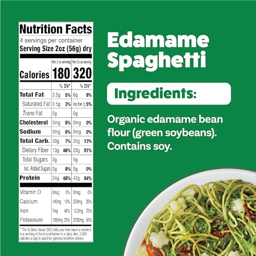 Explore Cuisine Organic Edamame Spaghetti - 2.2 lbs - Low-Carb, Keto-Friendly Pasta - High in Plant-Based Protein - Non-GMO, Gluten Free, Vegan, Kosher