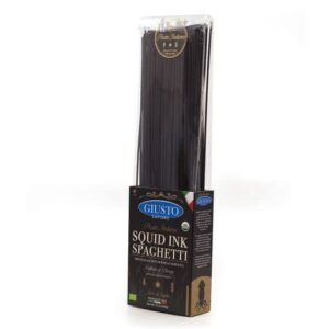 giusto sapore imported artisanal squid ink spaghetti italian pasta, organic bronze drawn, 340g