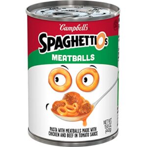 spaghettios canned pasta with meatballs, 15.6 oz can