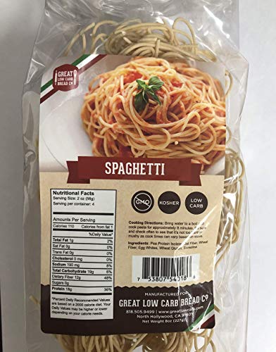 Low Carb Pasta, Keto Pasta, Great Low Carb Bread Company, Non GMO, Spaghetti Pasta 8 oz.