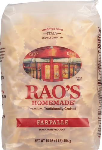 Rao's Homemade Farfalle Pasta, 16oz, Traditionally Crafted, Premium Quality, From Durum Semolina Flour, Imported from Italy, 1 Pound (Pack of 1)