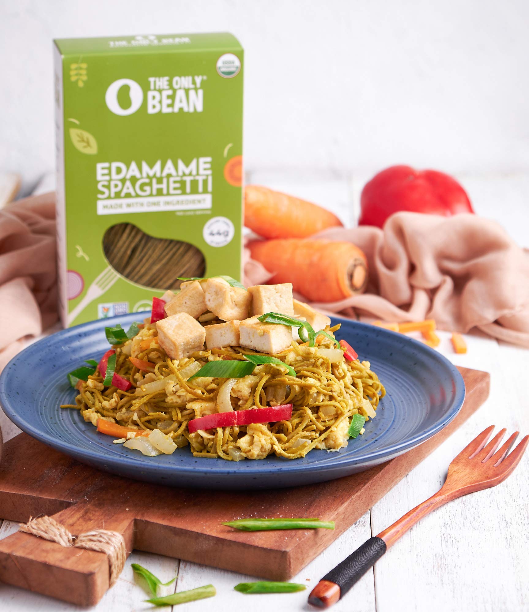 The Only Bean - Organic Edamame Spaghetti Pasta - High Protein, Keto Friendly, Gluten-Free, Vegan, Non-GMO, Kosher, Low Carb, Plant-Based Bean Noodles - 8 oz (1 Pack)