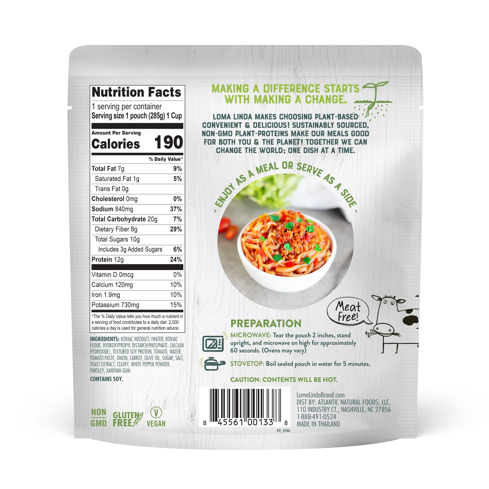 Loma Linda - Plant-Based Complete Meal Solution Packets (Hearty Spaghetti (10 oz.), 6 Pack)