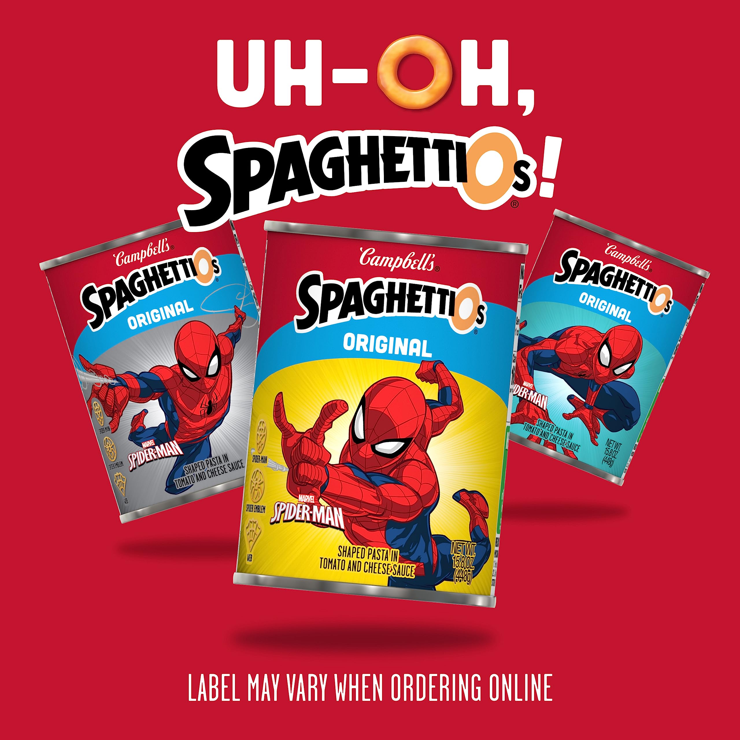 SpaghettiOs Original Marvel's Spider-Man Shaped Canned Pasta, 15.8 oz Can (Pack of 12)