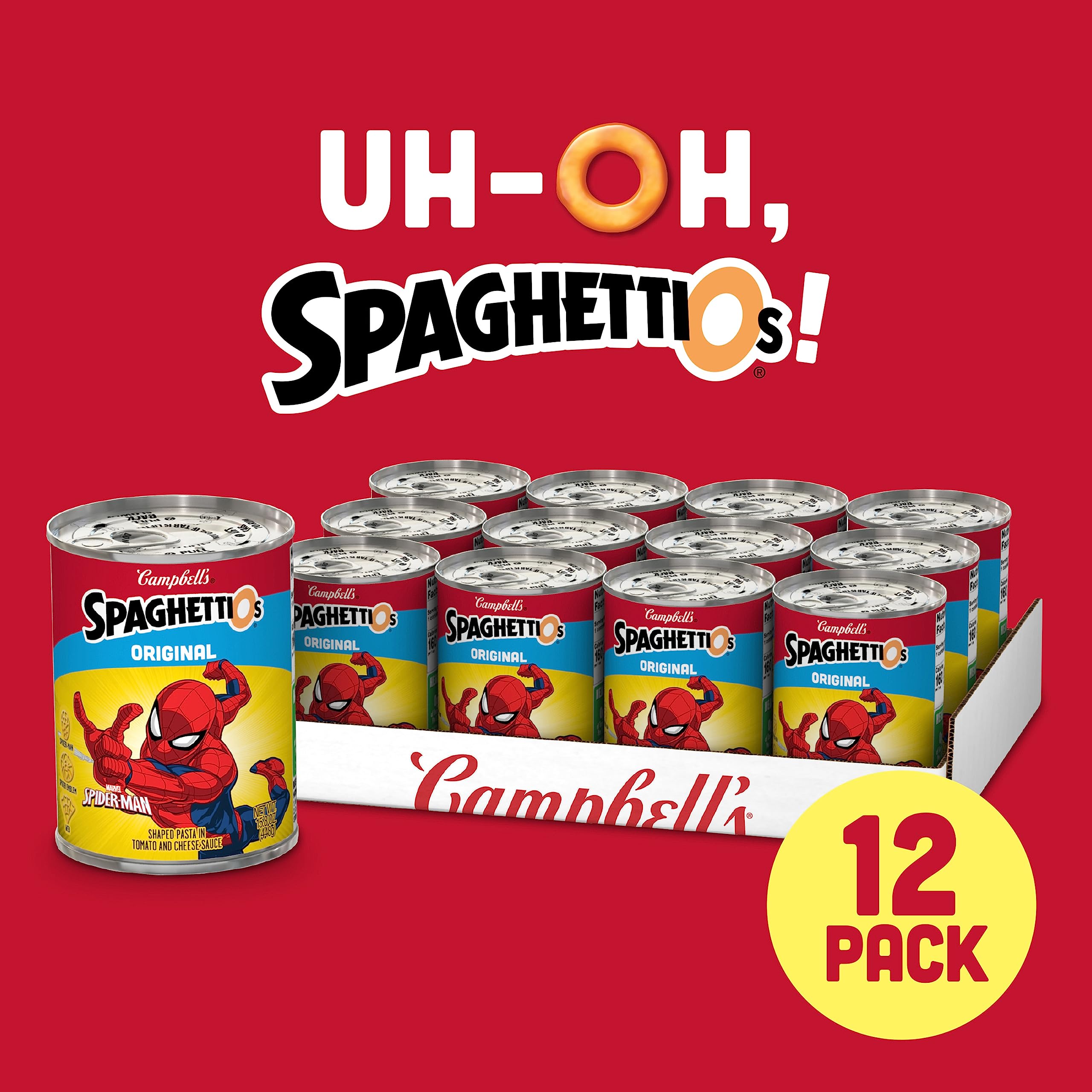 SpaghettiOs Original Marvel's Spider-Man Shaped Canned Pasta, 15.8 oz Can (Pack of 12)