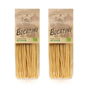 morelli bucatini pasta noodles - premium organic italian pasta from italy - handcrafted, family owned gourmet pasta brand - durum wheat semolina pasta 17.6oz / 500g - pack of 2