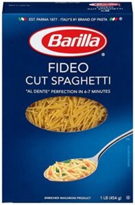 barilla pasta, fideo cut spaghetti, 16 ounce package of 4