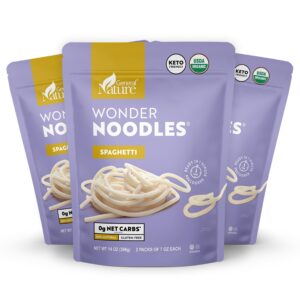 wonder noodles keto pasta - spaghetti - zero carbs, gluten-free, kosher, vegan, low-calorie -organic konjac noodles - (6 individually sealed packs of 7oz each)