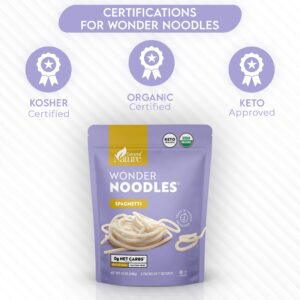 Wonder Noodles Keto Pasta - Spaghetti - Zero Carbs, Gluten-Free, Kosher, Vegan, Low-Calorie -Organic Konjac Noodles - (6 Individually Sealed Packs of 7oz each)