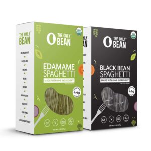 the only bean - organic edamame and black bean spaghetti pasta - high protein, keto friendly, gluten-free, vegan, non-gmo, kosher, low carb, plant-based bean noodles - 8 oz (variety pack) (2 pack)