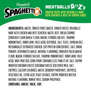 SpaghettiOs A to Z's Canned Pasta with Meatballs, 15.6 oz Can (Pack of 12)