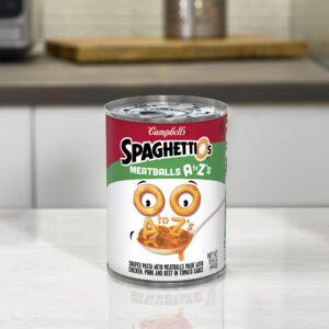 SpaghettiOs A to Z's Canned Pasta with Meatballs, 15.6 oz Can (Pack of 12)