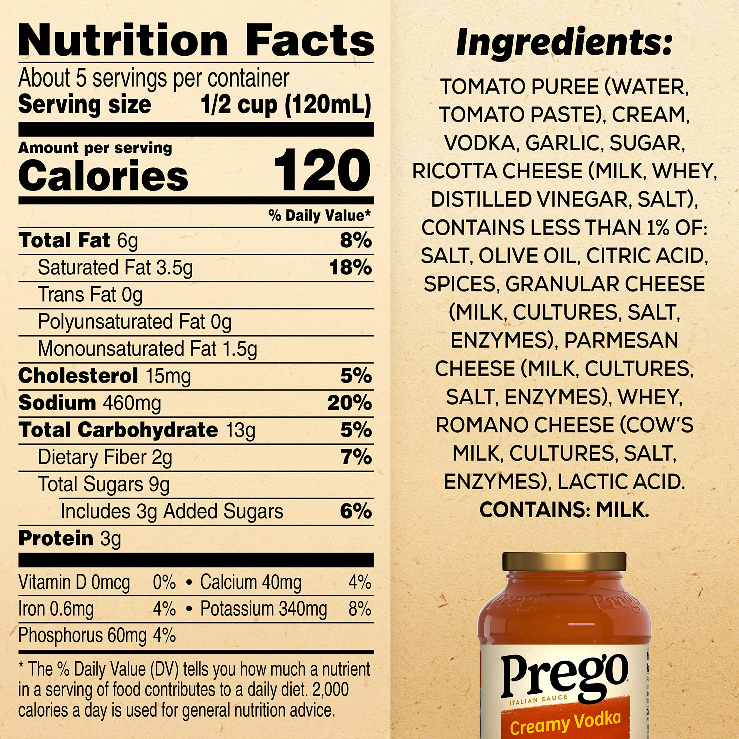 Prego Creamy Vodka Sauce, 24 OZ Jar (Case of 6)