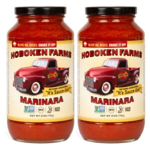 hoboken farms marinara gourmet pasta sauce - keto certified, no sugar added, non gmo project verified, kosher, vegan, plant based, keto & paleo friendly, whole tomatoes and pure olive oil (original marinara 2 pack)