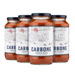 carbone tomato basil pasta sauce | tomato sauce made with fresh & all-natural ingredients | non gmo, vegan, gluten free, low carb pasta sauce, 24 fl oz (pack of 4)