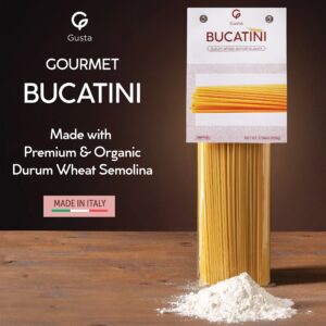 Gusta Bucatini Pasta Noodles - Premium Italian Pasta from Italy - Durum Wheat Semolina Organic "Al Dente" Pasta - Non-GMO & Gourmet Pasta - Family Owned Brand - 17.64oz / 500g (2 Pack)