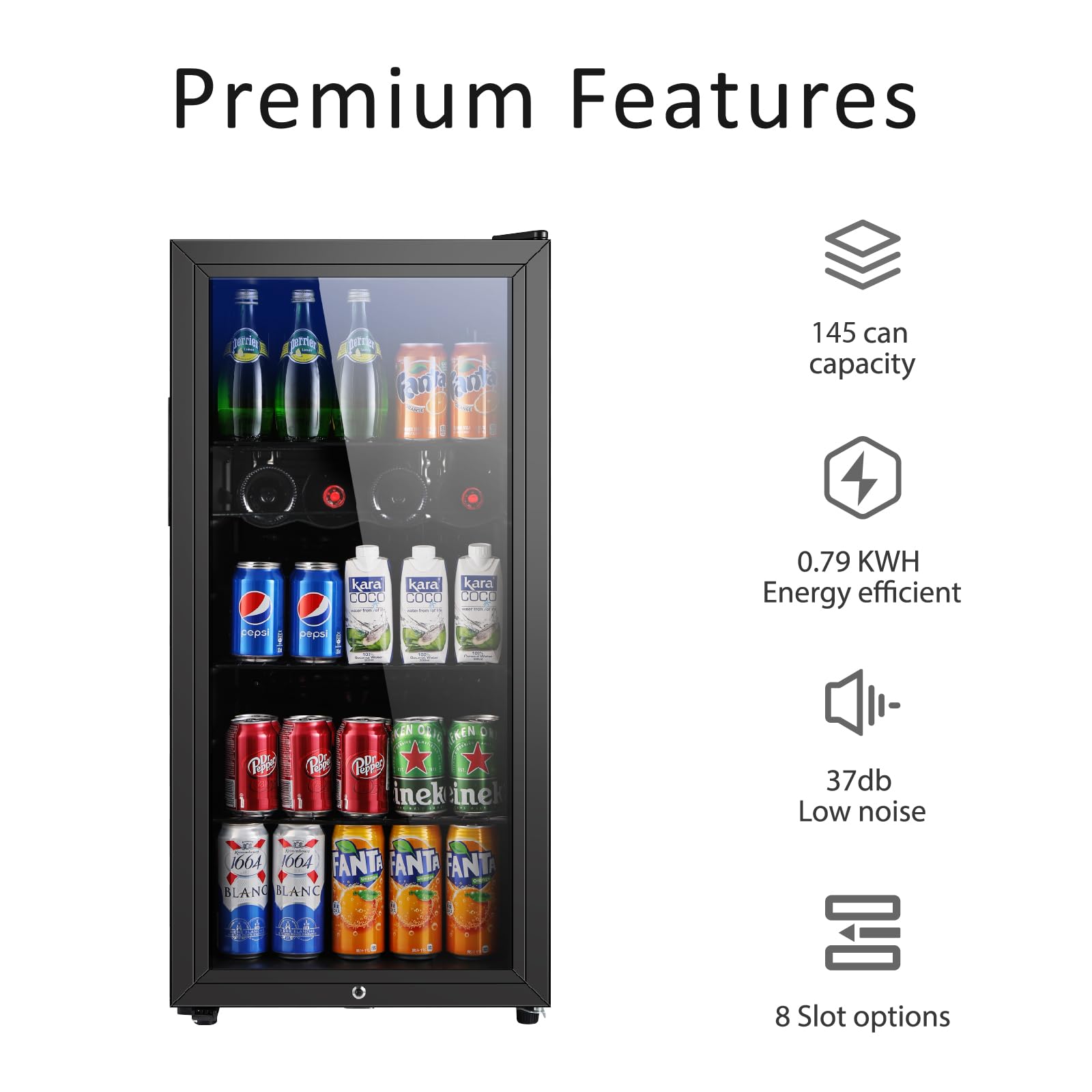 Saeoola Beverage Refrigerator, 4.5 Cu.ft Mini Fridge with Double Glass Door, Cooler for Soda, Beer or Wine for Home, Office or Bar with Adjustable Removable Shelves(Black)