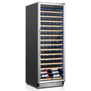 tylza upgraded 154 bottles wine cooler refrigerator, 24 inch tall wine fridge built-in or freestanding with professional compressor, low noise fast cooling and intelligent temperature memory