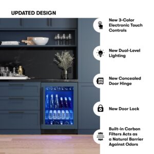 Zephyr Presrv Series 24 Inch Stainless Steel Freestanding or Built In Beverage Center 7 bottles, 108 12 oz cans (Door handle sold separately, and wood panel not included.)