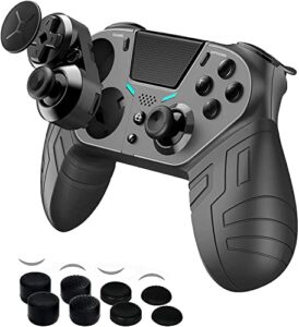 cowbox 【2021 upgraded version】 wireless p4 controller with 3 programmable back buttons and 1 sensitivity-control back button, game controller remote with turbo/gyro/hd dual vibration/touch panel/led