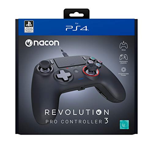 NACON PlayStation 4 Controller - Wired, USB-C, 4 Configurable Shortcut Buttons, Dual Concave Customizable Sticks, LED Player Status Indicator