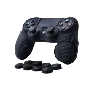 chinfai ps4 controller dualshock4 skin grip anti-slip silicone cover protector case for sony ps4/ps4 slim/ps4 pro controller with 8 thumb grips (black)