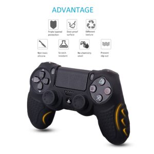 CHINFAI PS4 Controller DualShock4 Skin Grip Anti-Slip Silicone Cover Protector Case for Sony PS4/PS4 Slim/PS4 Pro Controller with 8 Thumb Grips (Black)