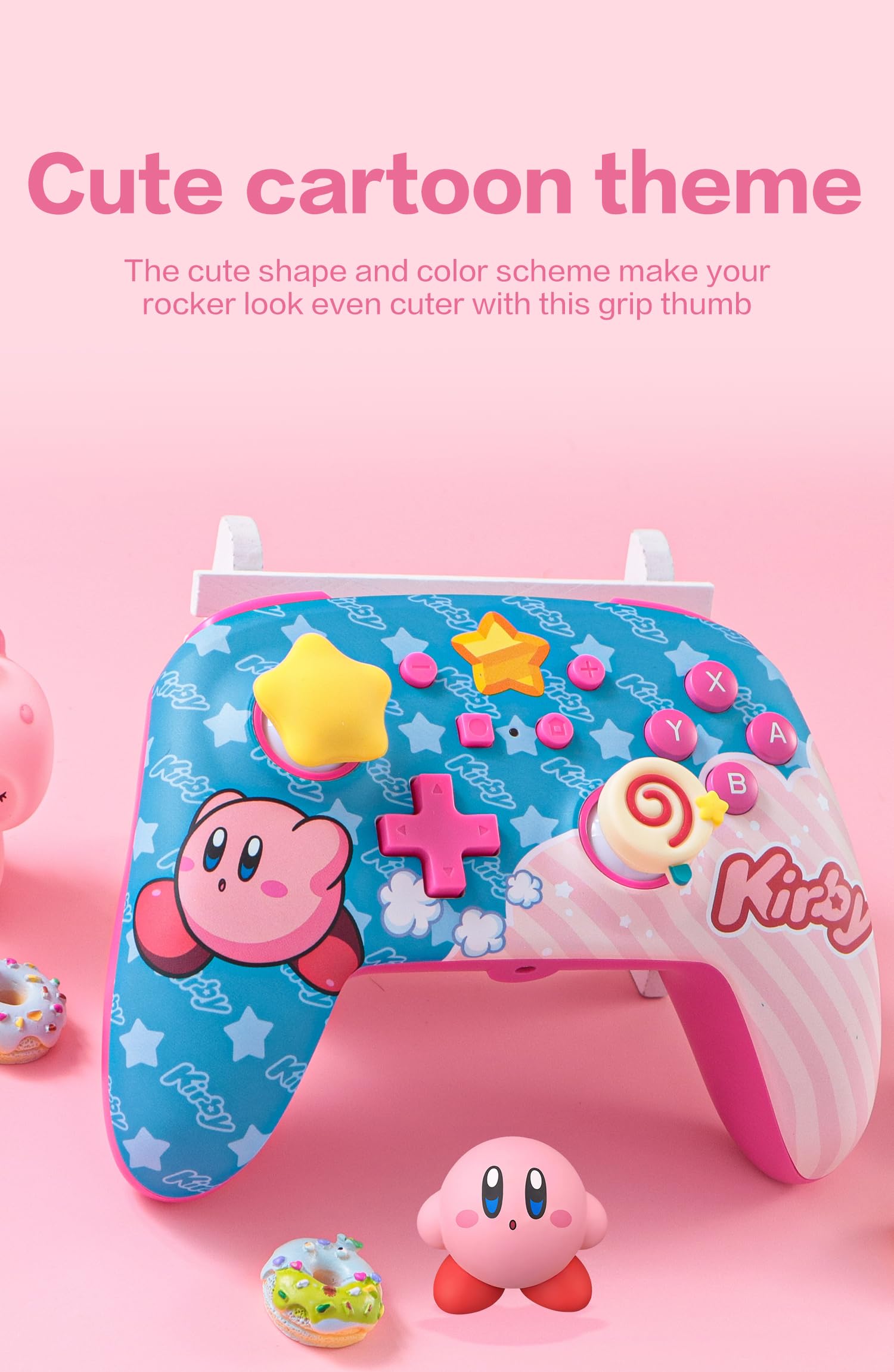 Switch Pro Controller Thumb Grips, Kirby Thumb Grip Caps Compatible with Switch Pro Controller, PS5 Controller, PS4 Controller, Xbox Controller, etc