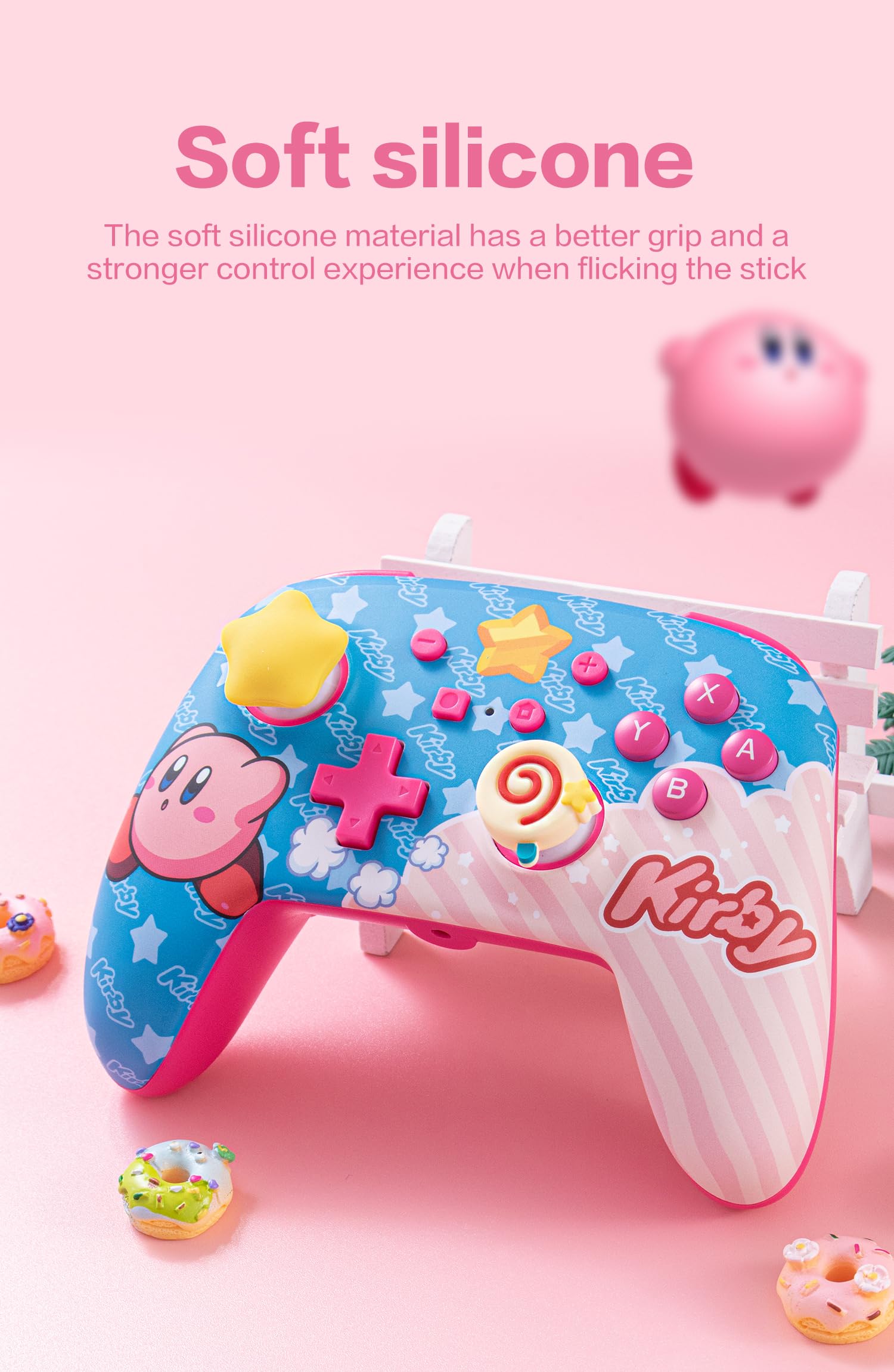 Switch Pro Controller Thumb Grips, Kirby Thumb Grip Caps Compatible with Switch Pro Controller, PS5 Controller, PS4 Controller, Xbox Controller, etc