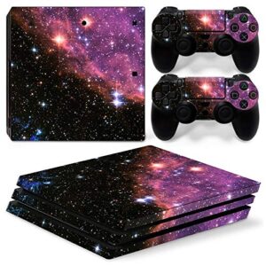 domilina vinyl skin decal sticker cover set for ps4 pro console and 2 controllers - purple galaxy