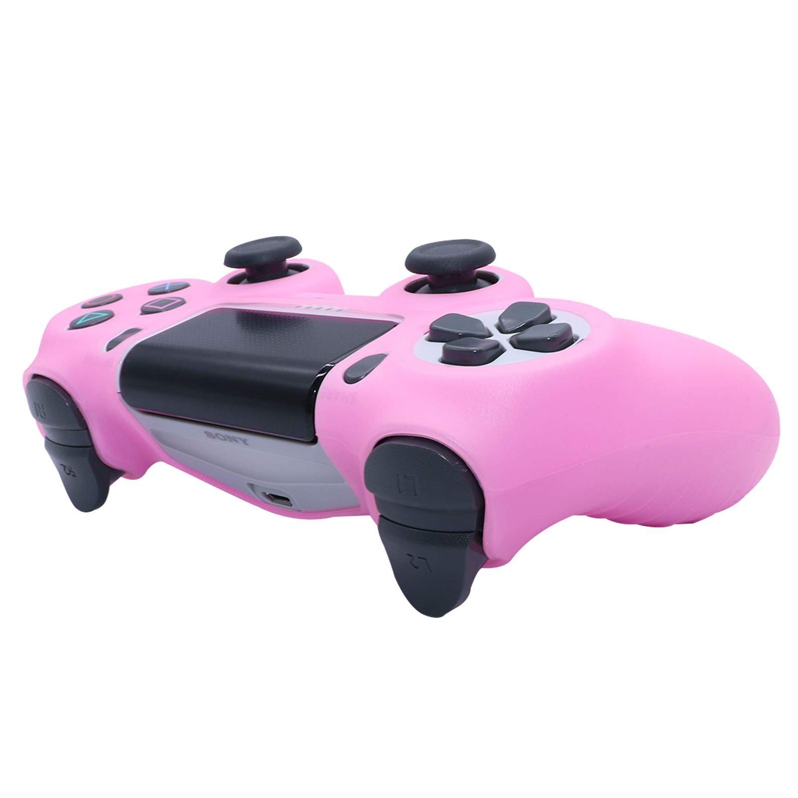 RALAN Pink Controller Skins for PS4, Silicone Controller Cover Skin Protector Compatible with PS4 Slim/PS4 Pro Controller (Pink Pro Thumb Grip x 6,Skull Cap Grip x 2)(Camouflage Pink+White Pink