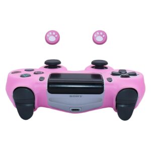 RALAN Pink Controller Skins for PS4, Silicone Controller Cover Skin Protector Compatible with PS4 Slim/PS4 Pro Controller (Pink Pro Thumb Grip x 6,Skull Cap Grip x 2)(Camouflage Pink+White Pink