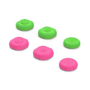 geekshare silicone thumb grip caps for playstation 5 controller, thumbsticks cover set compatible with switch pro controller and ps4 ps5 controller, 3 pairs / 6 pcs (red+green)