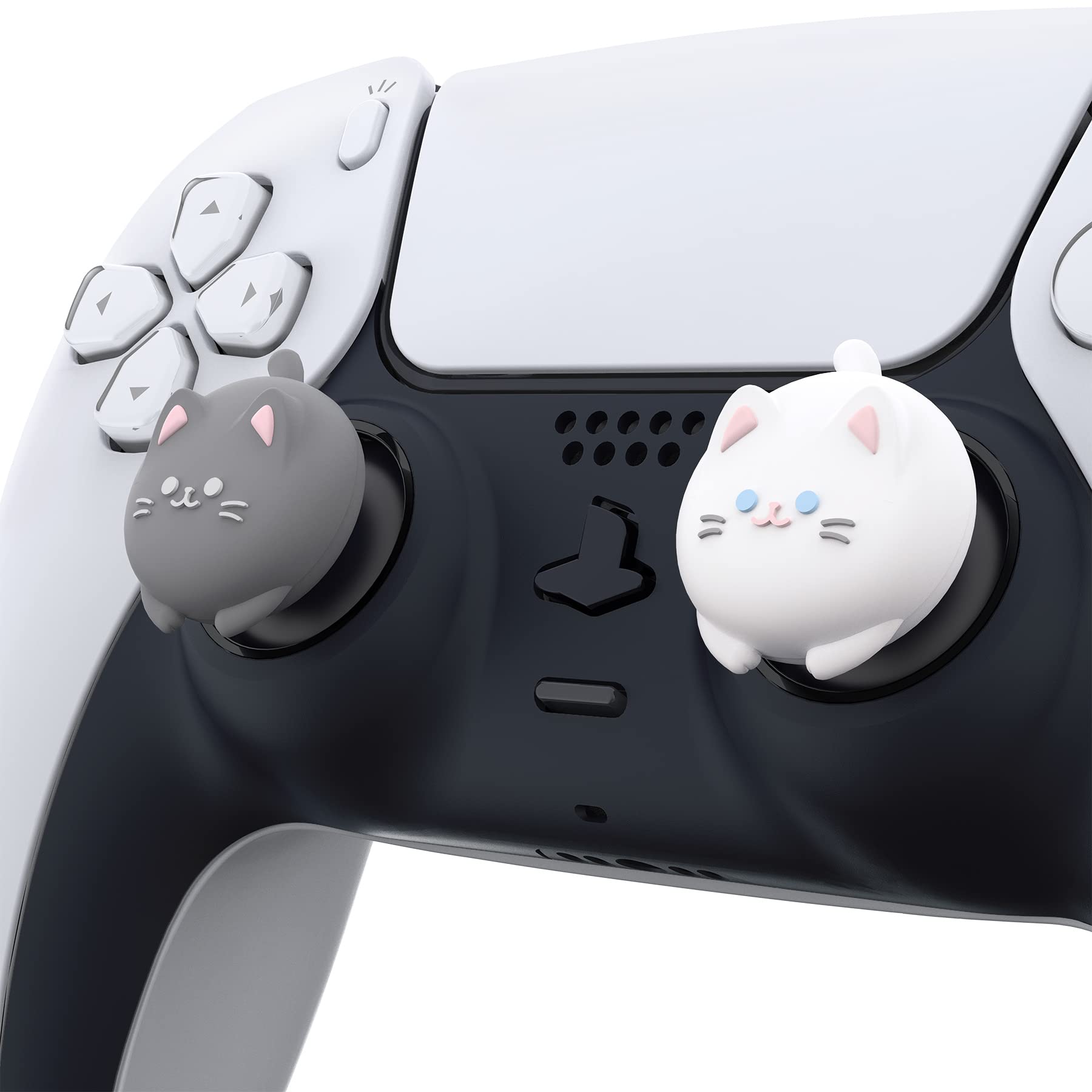 PlayVital Cute Thumb Grip Caps for ps5/4 Controller, Silicone Analog Stick Caps Cover for Xbox Series X/S, Thumbstick Caps for Switch Pro Controller - Cutie Kitty